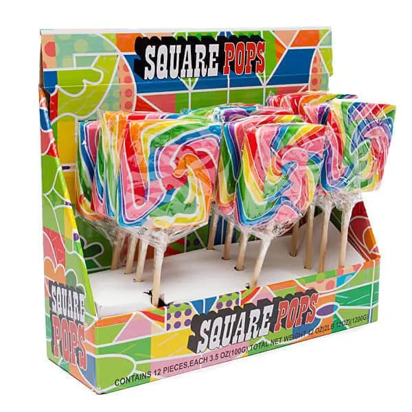 Rainbow Swirl 3.5-Ounce Square Lollipops: 24-Piece Display – Candy Warehouse