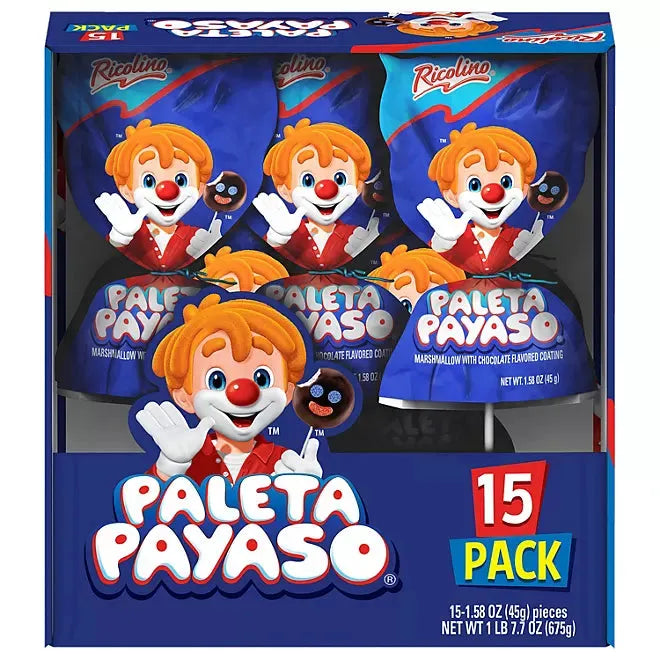 Paleta Payaso Marshmallow Lollipops: 15-Piece Box – Candy Warehouse