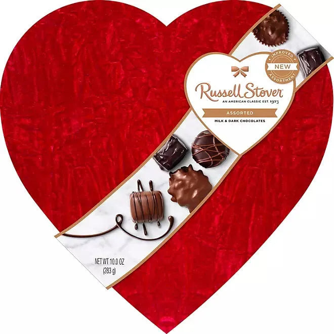 Russell Stover Valentine's Day Velvet Heart Chocolate Gift Box: 10-Oun ...