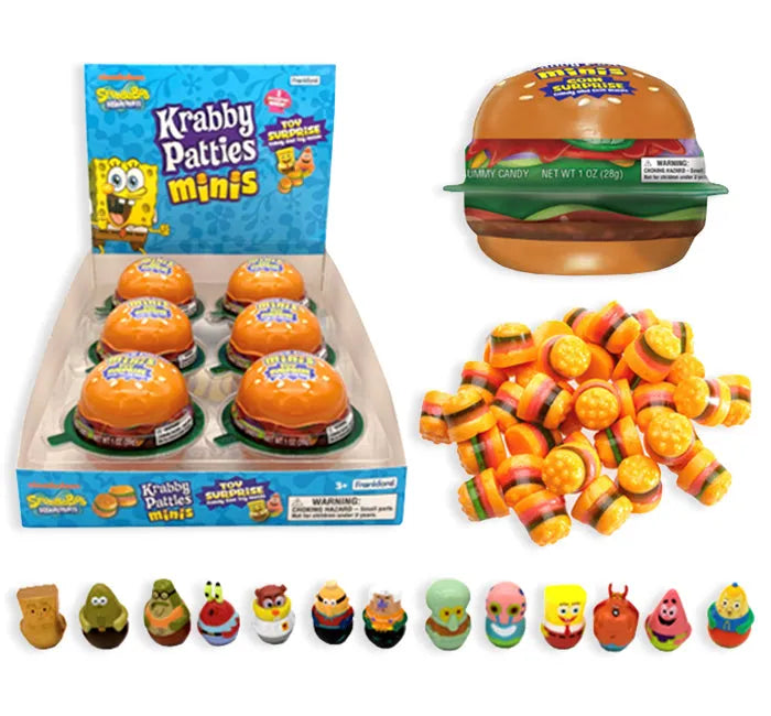 Spongebob Krabby Patty Mini Surprise Burger: 6-Piece Display – Candy ...