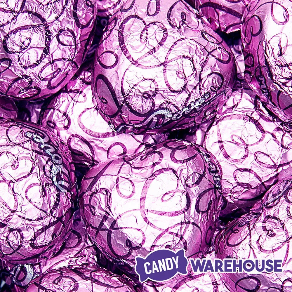 Pink Foiled Dove Milk Chocolate Hearts: 35-Piece Bag | Candy Warehouse