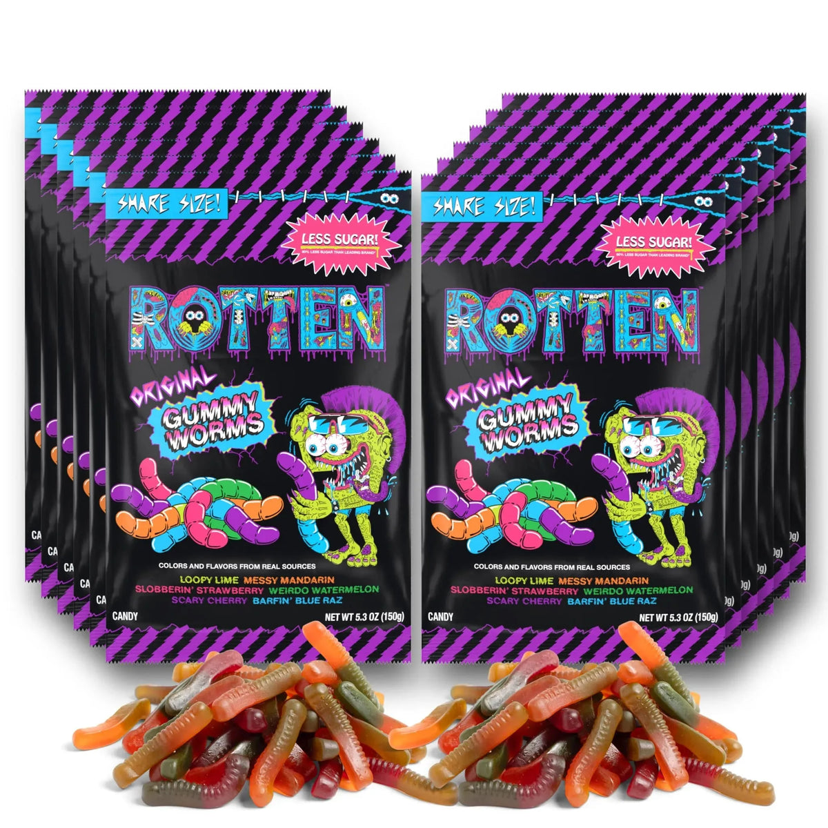 Rotten Gummy Worms: 5.3-Ounce Resealable Bags | Candy Warehouse