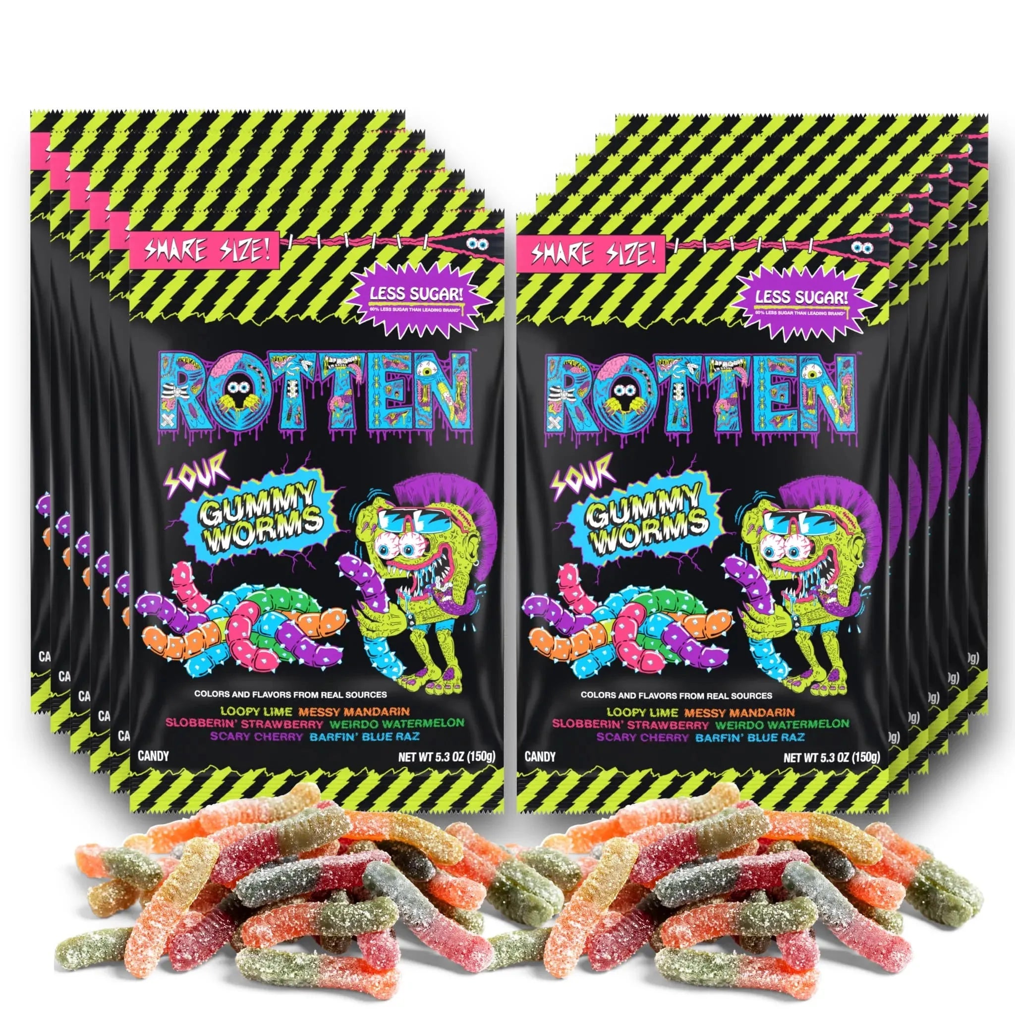 Rotten Gummy Worms: 5.3-Ounce Resealable Bags | Candy Warehouse