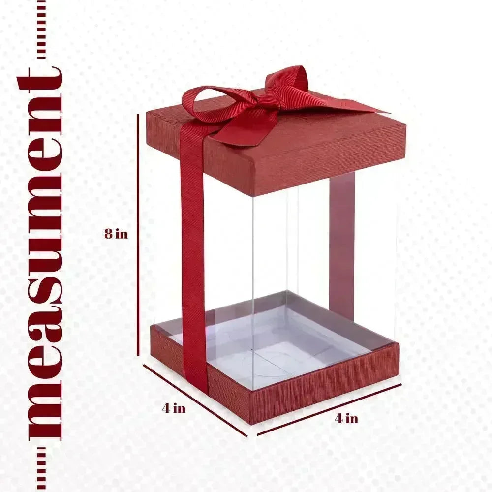 Plastic Gift Boxes Maroon 8X4X4" 6 Pack Bakery Boxes With Base Lid & R ...
