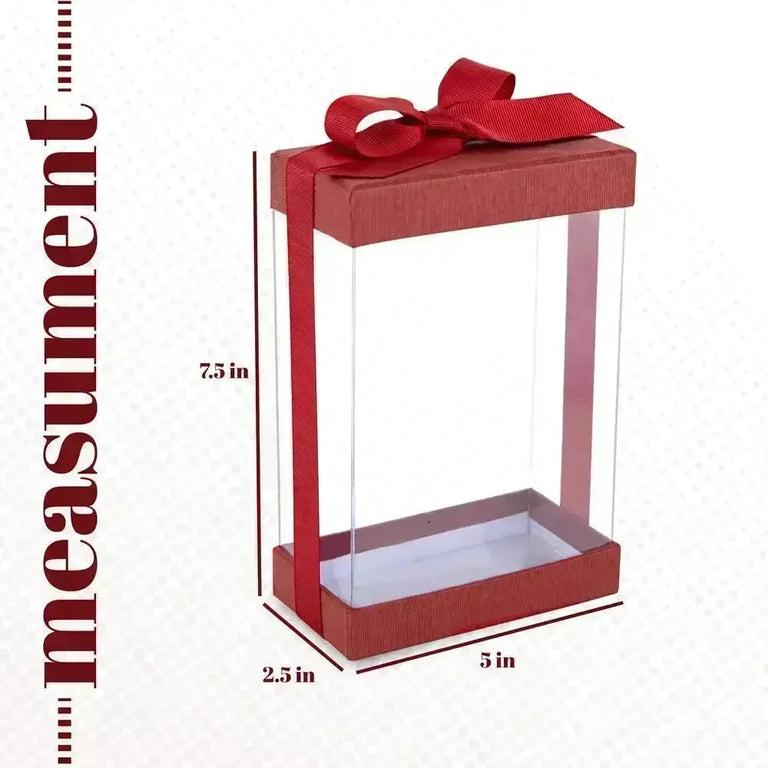 Plastic Gift Boxes With Base Lid & Ribbon Maroon 7.5X5X2.5" 6 Pack Bak ...