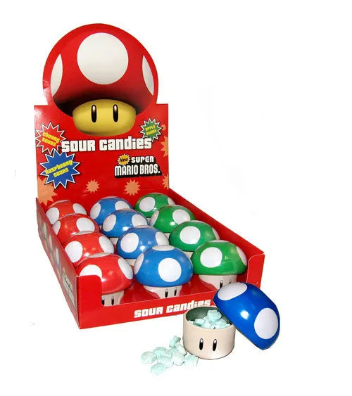 Nintendo Super Mario Mushroom Sour Candy Tins: 12-Piece Display – Candy ...