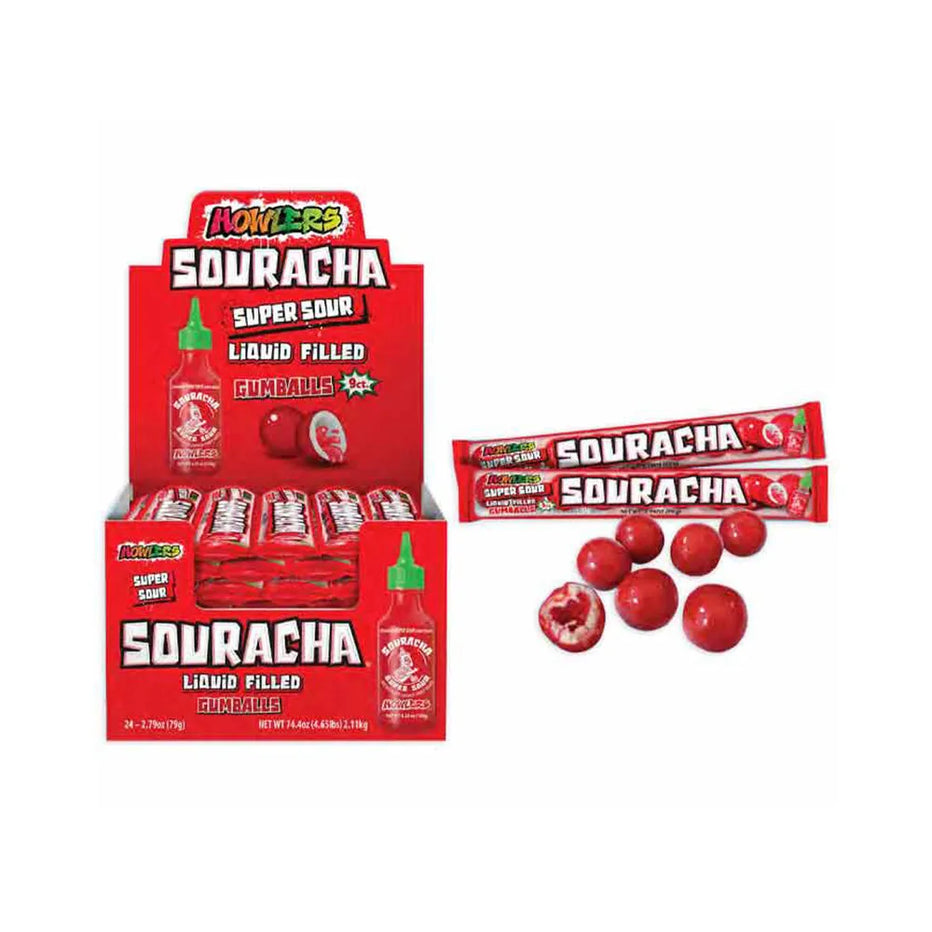Howlers Souracha Liquid Filled Gumballs 9CT Tubes: 24-Piece Box – Candy ...