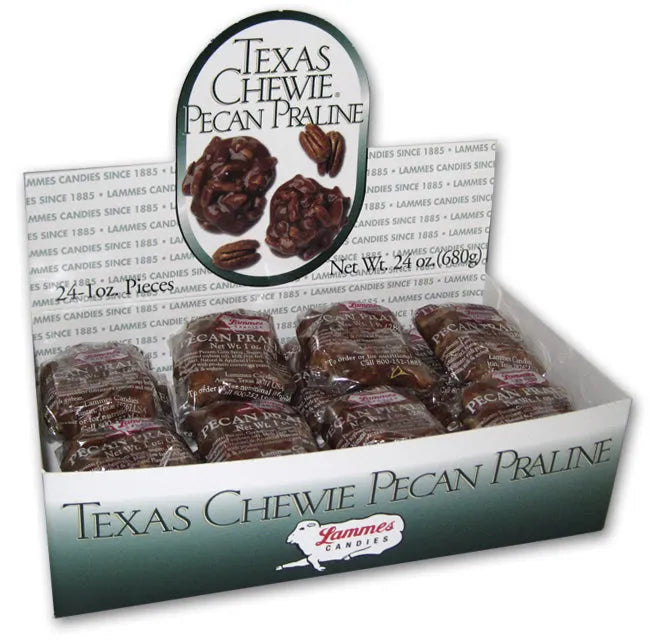 Lammes Texas Chewie Pecan Praline: 24-Piece Display – Candy Warehouse