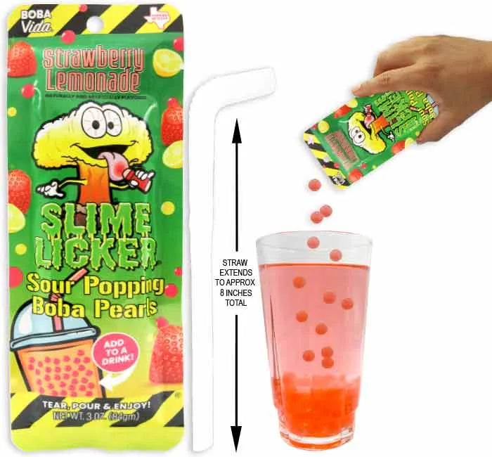 Slime Licker Sour Popping Boba Pearls - Strawberry Lemonade: 10-Piece ...