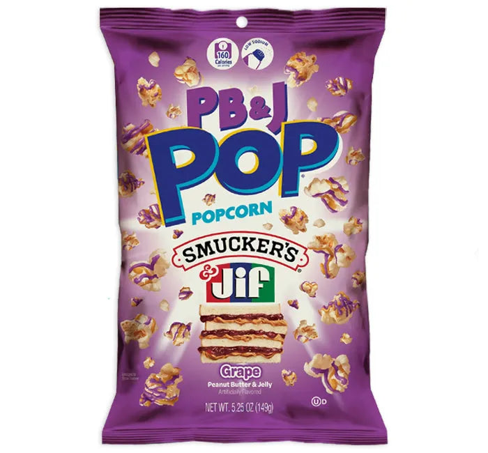 Candy Pop PB&J Jiff Smuckers Candy Popcorn: 12-Piece Case – Candy Warehouse