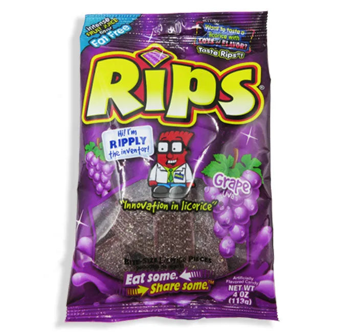 Rips Grape Bite Size Licorice Pieces: 12-Piece Case – Candy Warehouse