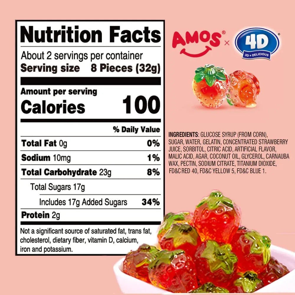 Amos 4D Strawberry Gummies Burst: 12-Piece Case – Candy Warehouse