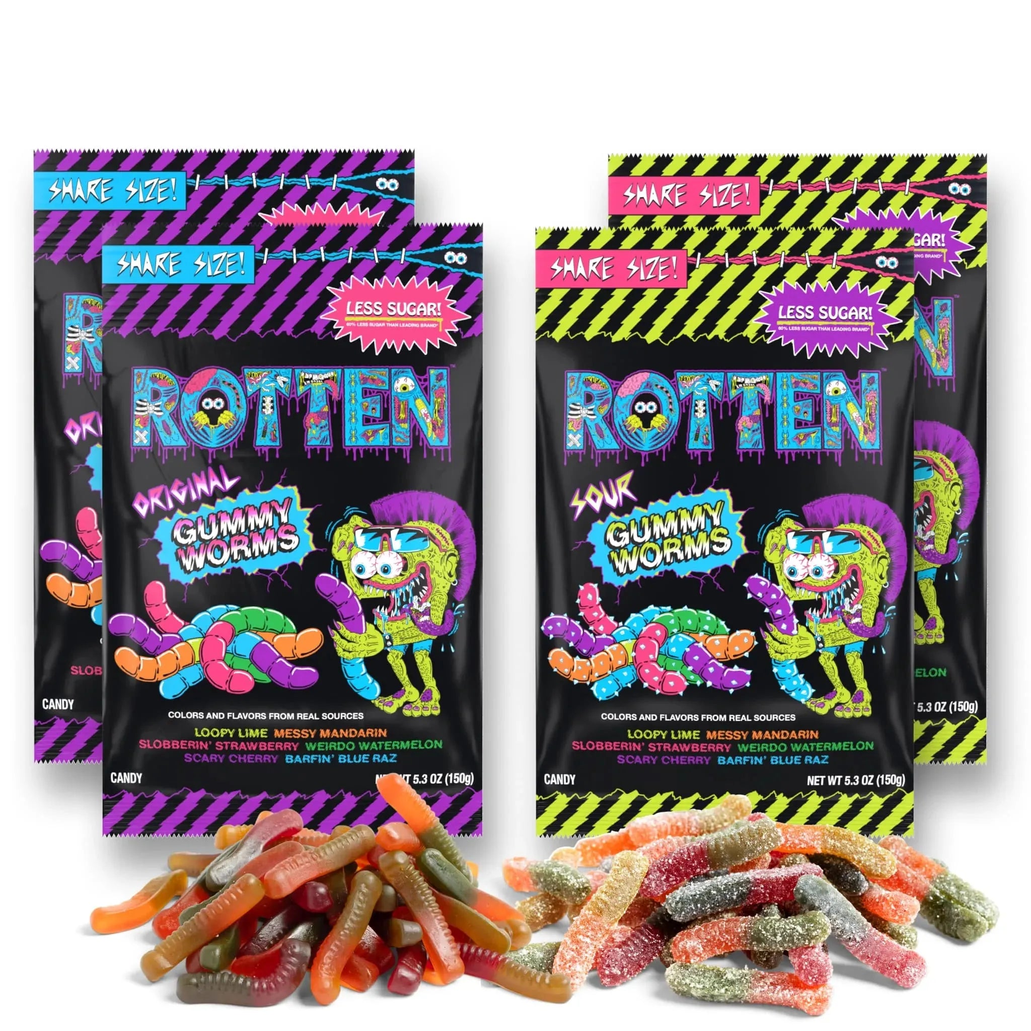 Rotten Gummy Worms: 5.3-Ounce Resealable Bags – Candy Warehouse