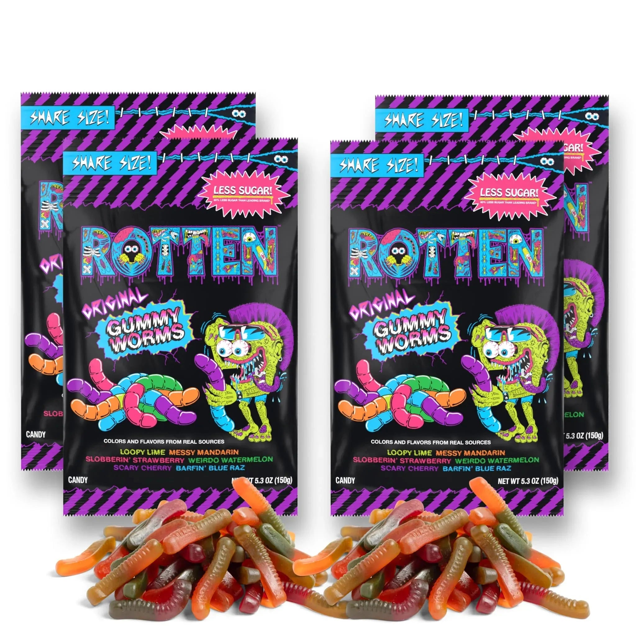 Rotten Gummy Worms: 5.3-Ounce Resealable Bags | Candy Warehouse