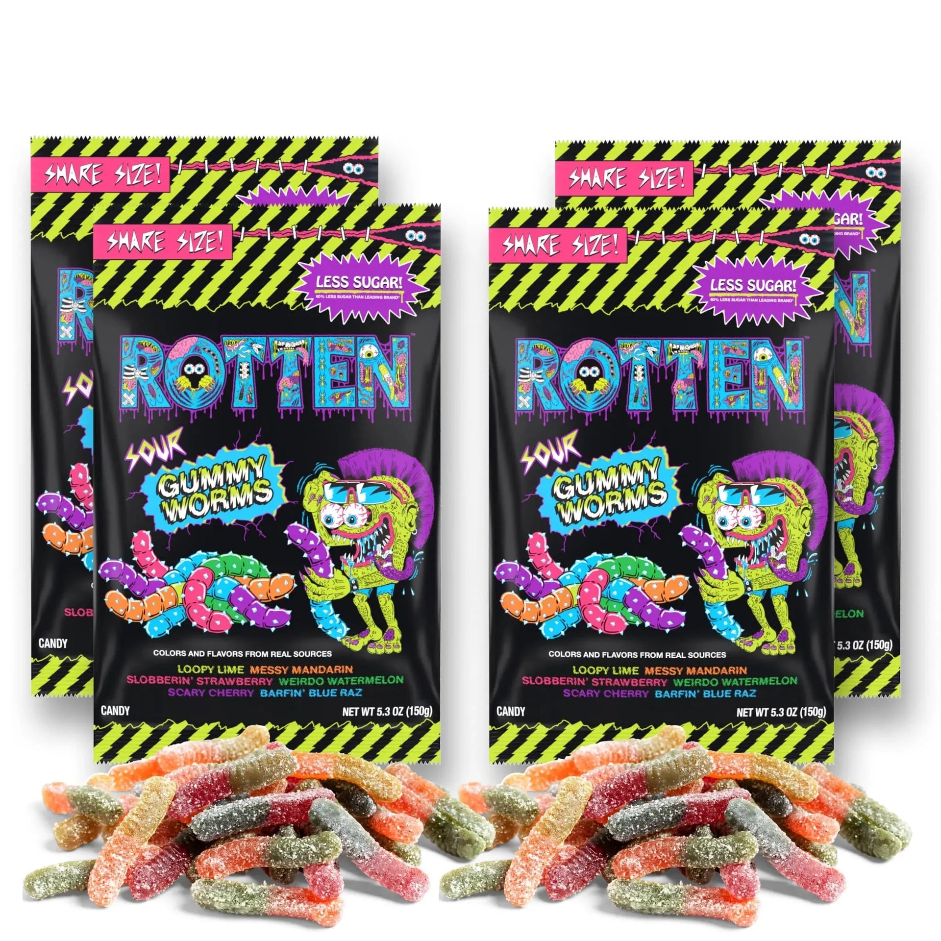 Rotten Gummy Worms: 5.3-Ounce Resealable Bags – Candy Warehouse