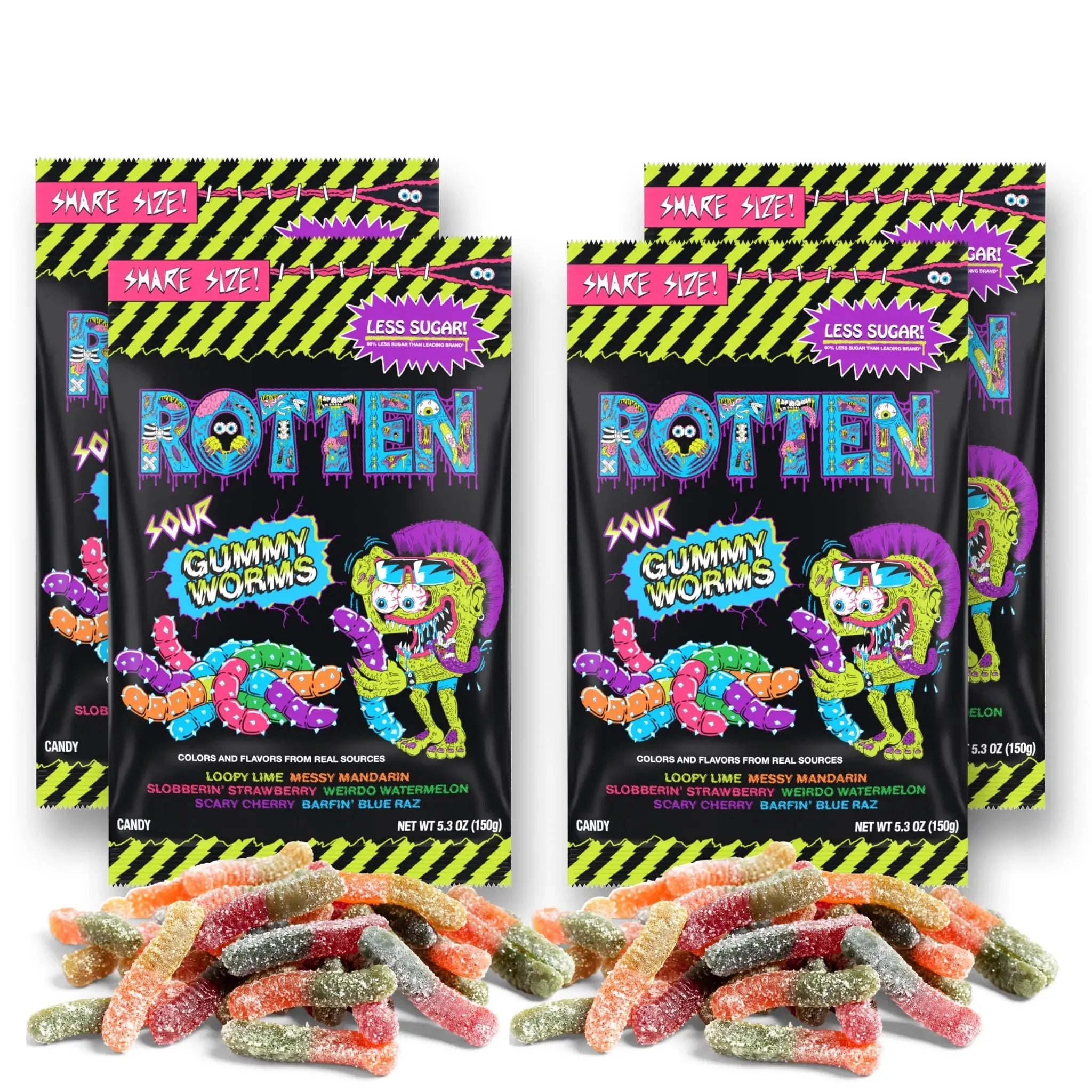 Rotten Gummy Worms: 5.3-Ounce Resealable Bags | Candy Warehouse