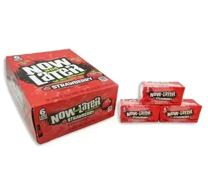 Now and Later Soft Fruit Chews Candy Packs - Strawberry: 24-Piece Box ...