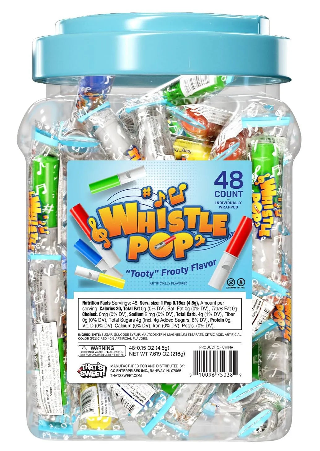 Tooty Frooty Whistle Pops: 48-Piece Jar – Candy Warehouse