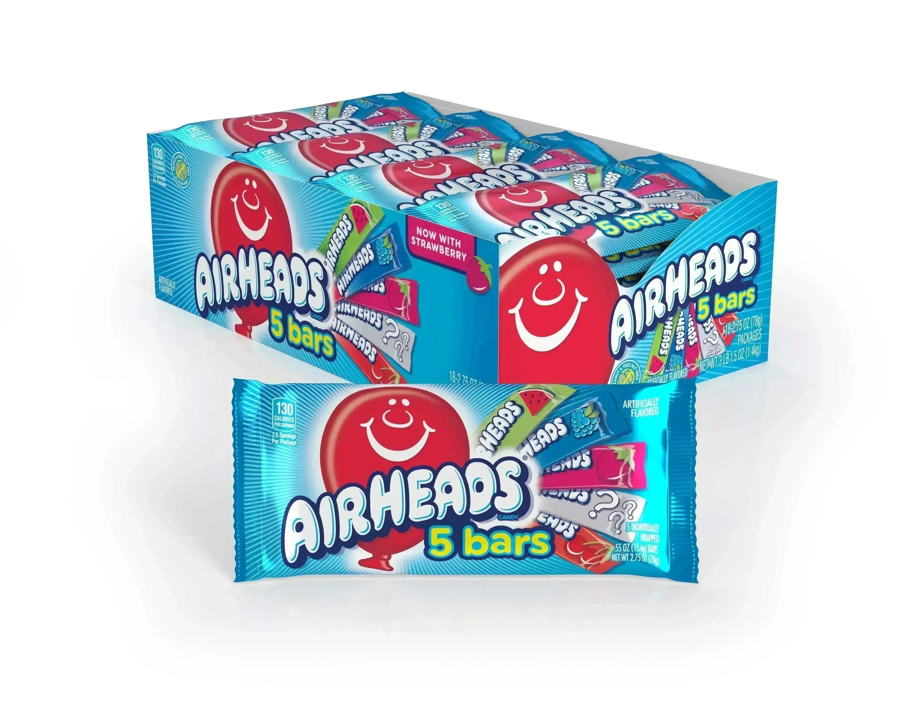 Airheads Singles 5-Pack Assorted Flavors: 18-Piece Box – Candy Warehouse