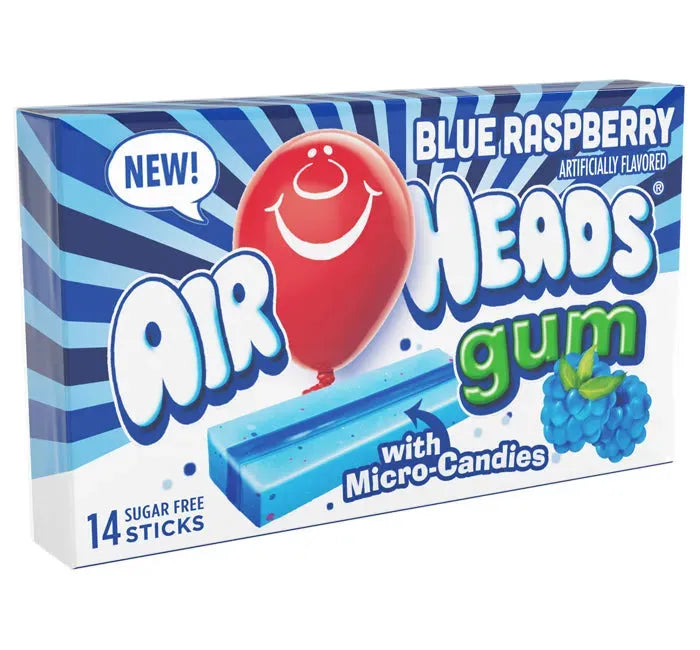 Airheads Blue Raspberry Gum Sticks: 12-Piece Box | Candy Warehouse