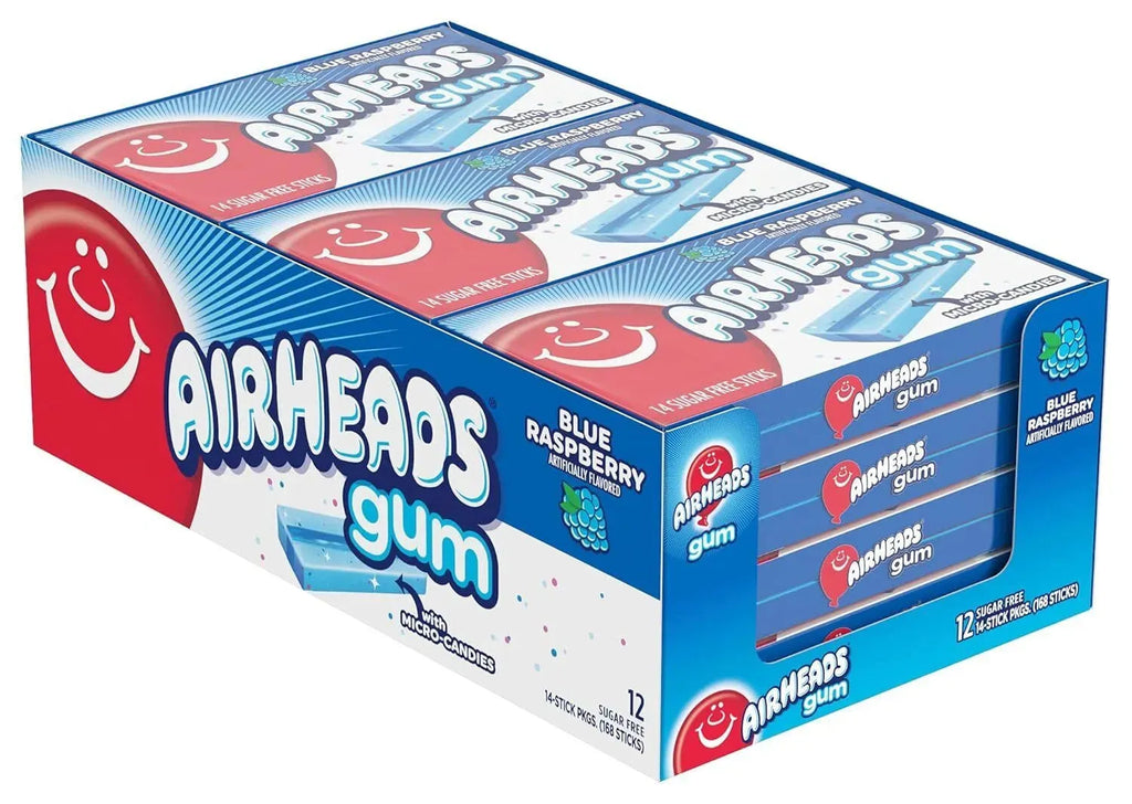 Airheads Blue Raspberry Gum Sticks: 12-Piece Box – Candy Warehouse