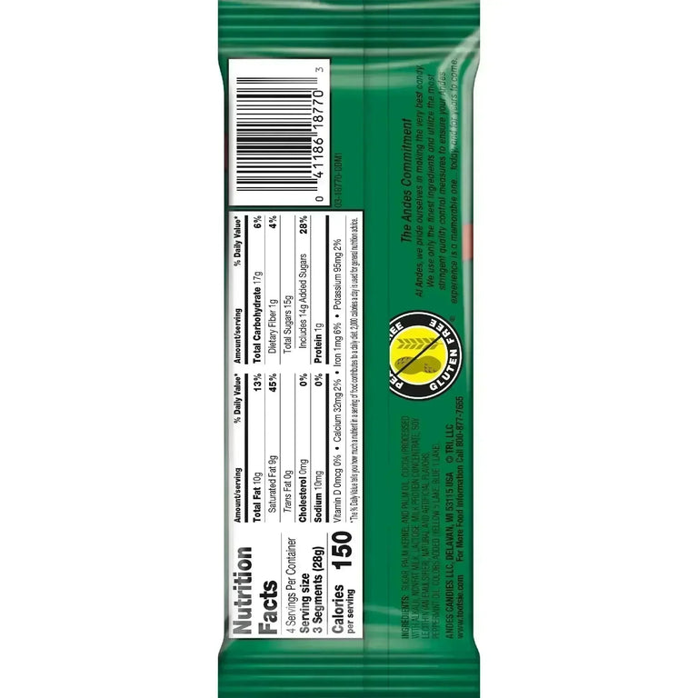 Andes Snap Bar XL Creme De Menthe: 12-Piece Display – Candy Warehouse