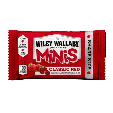 Wiley Wallaby Classic Red Mini Licorice Bites Packs: 18-Piece Box ...