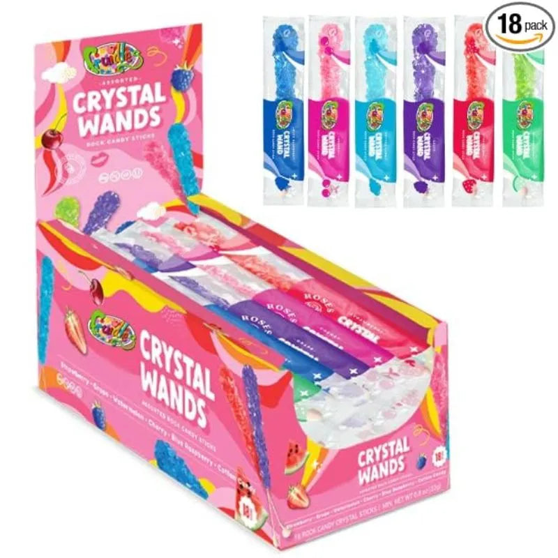Assorted Wrapped Crystal Rock Candy Sticks: 18-Piece Box – Candy Warehouse