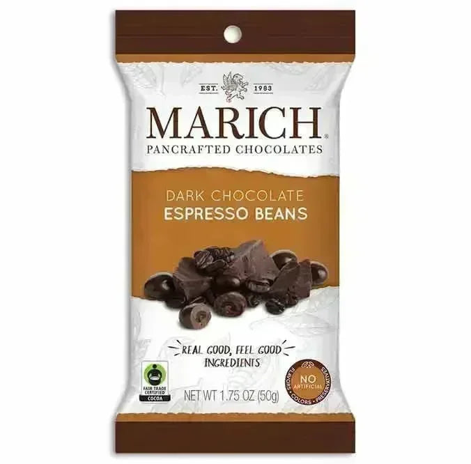 Marich Dark Chocolate Espresso Beans Peg Bags: 12-Piece Box – Candy ...