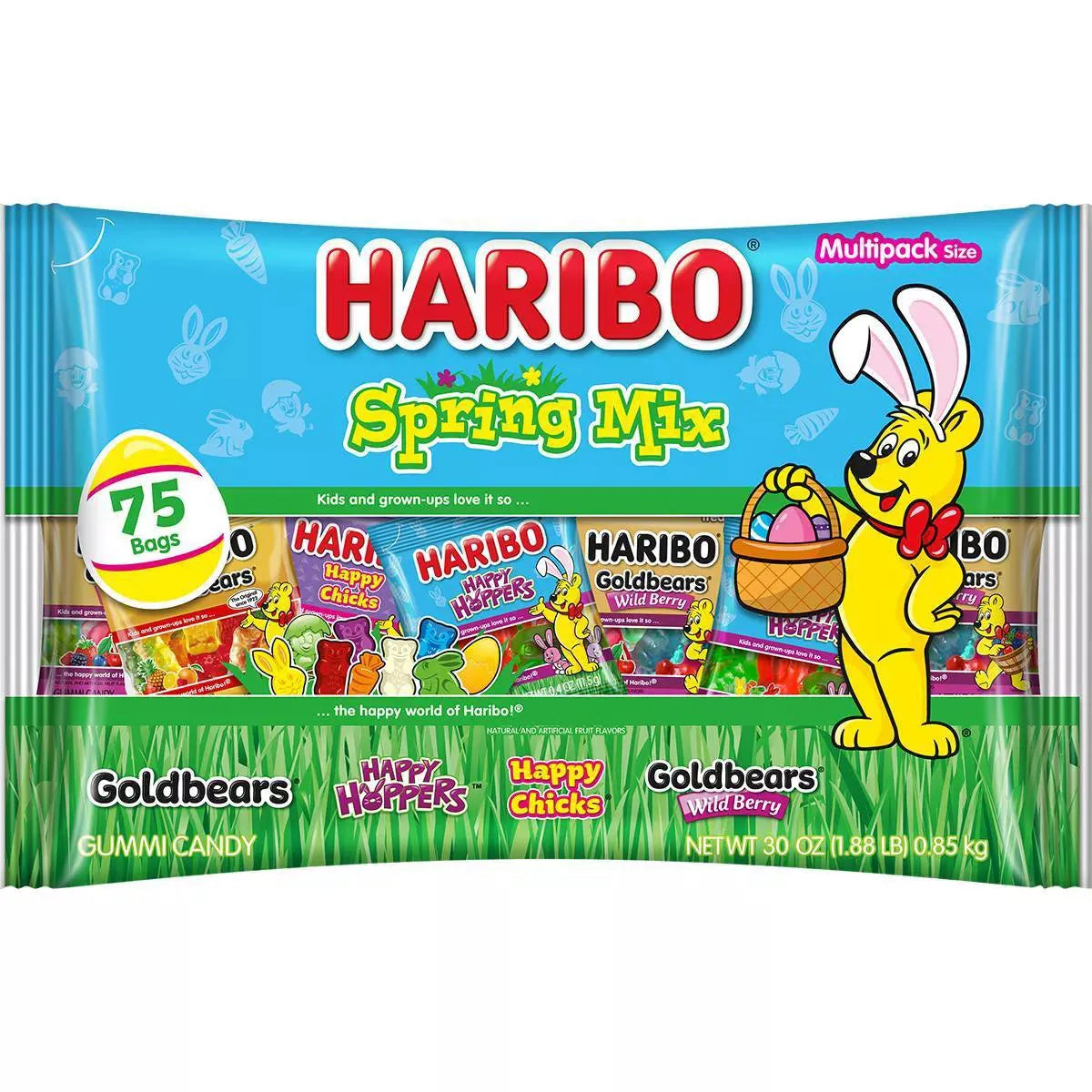Haribo Easter Spring Mix Gummy Candy Fun Packs: 75-Piece Bag – Candy ...