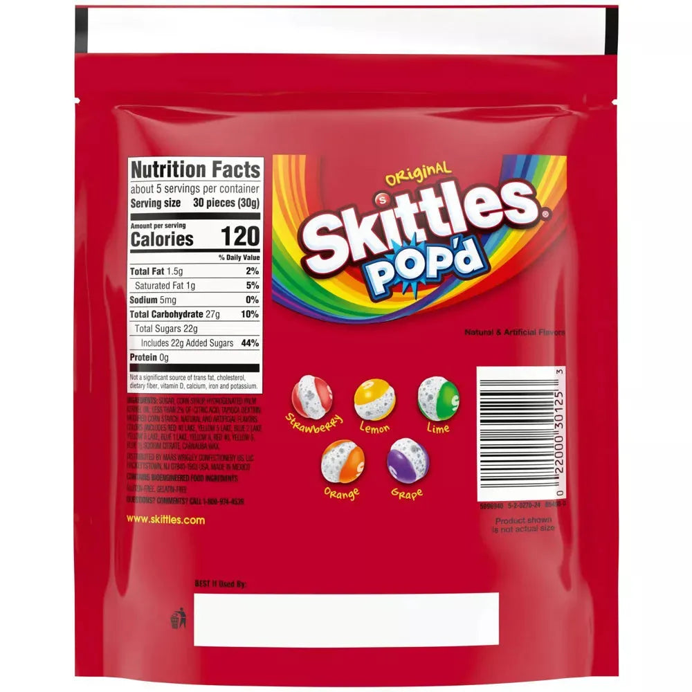 SKITTLES POP'd Originals Freeze Dried Candy: 5.5-Ounce Bag – Candy ...