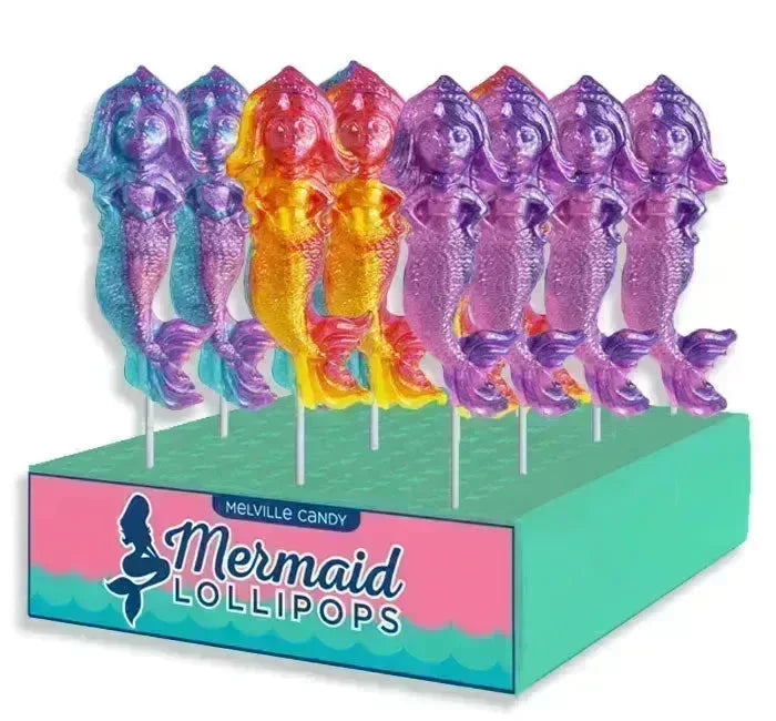 Melville Glittery Mermaid Lollipops: 24-Piece Display – Candy Warehouse