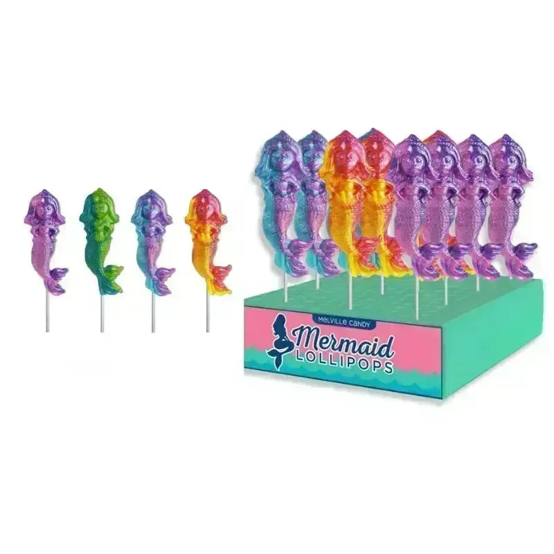 Melville Glittery Mermaid Lollipops: 24-Piece Display – Candy Warehouse