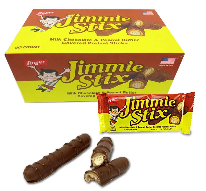 Jimmie Stix Milk Chocolate & Peanut Butter Pretzel Sticks : 20-Piece B ...