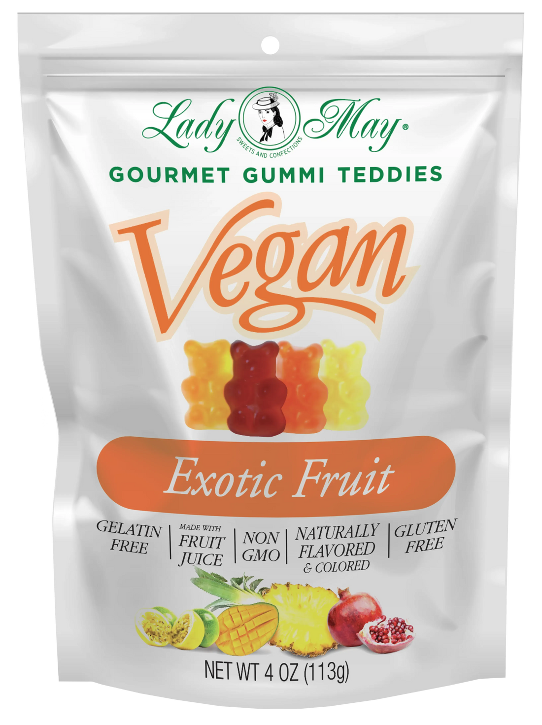 Lady May Sweets Vegan Gourmet Exotic Fruit Gummi Teddies | Candy Warehouse
