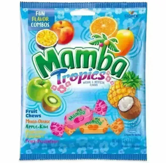 Mamba Tropics Chews Candy Peg Bags: 12-Piece Case – Candy Warehouse