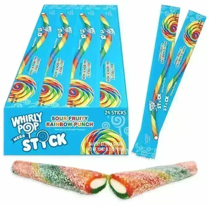Whirly Pop Sour Fruity Rainbow Punch Mega Stick: 24-Piece Display ...