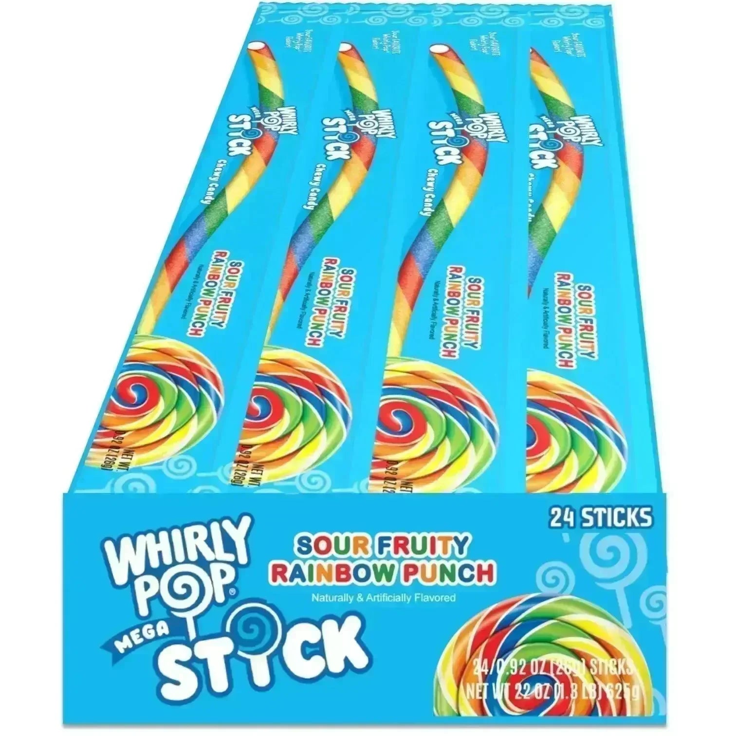 Whirly Pop Sour Fruity Rainbow Punch Mega Stick: 24-Piece Display ...