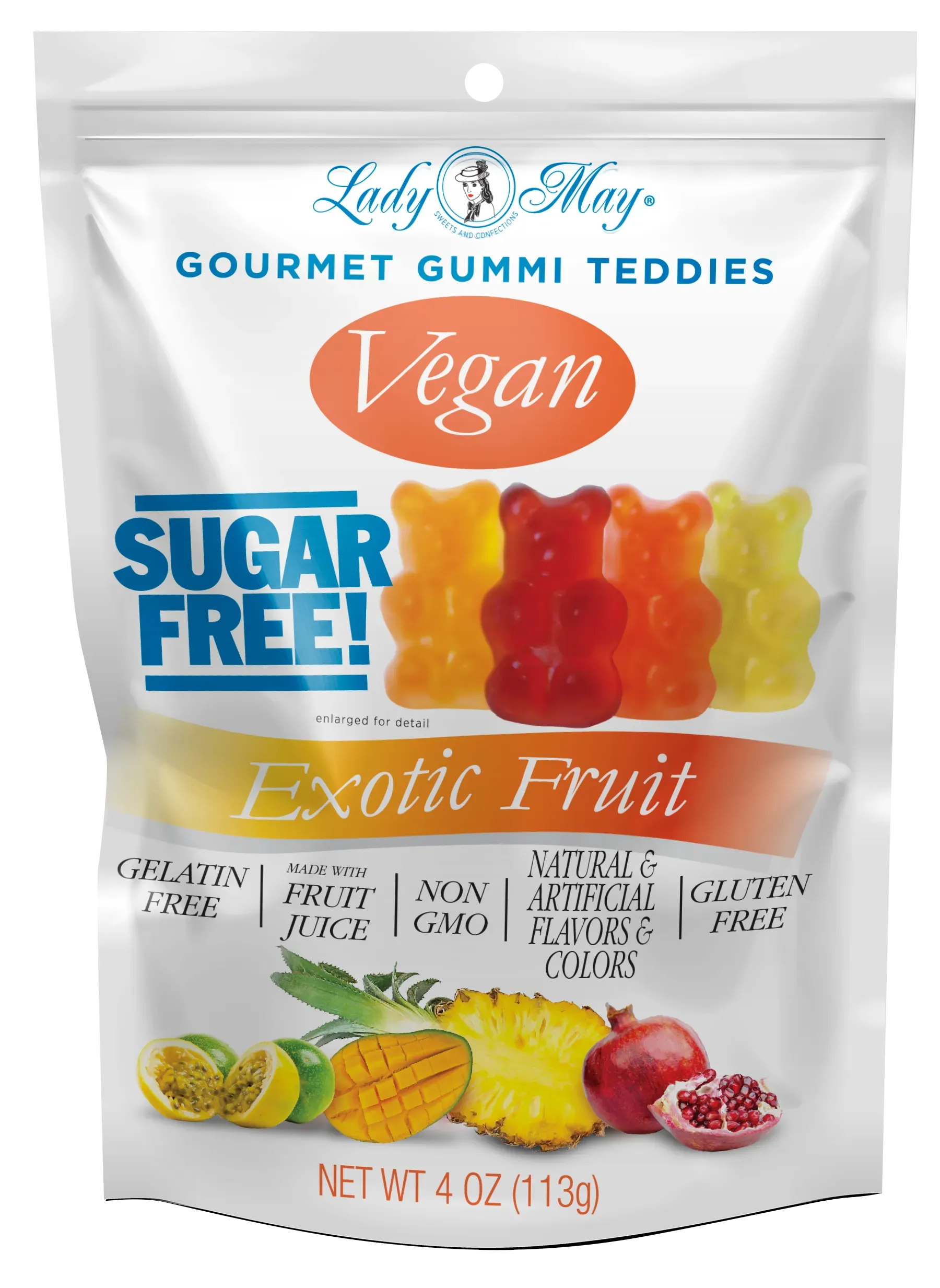 Lady May Sweets Sugar-Free Vegan Gourmet Gummi Teddies Exotic Fruit ...