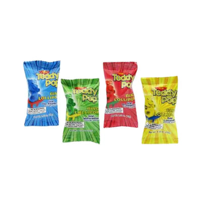 Teddy Pop Sour Lollipop Rings: 24-Piece Box – Candy Warehouse