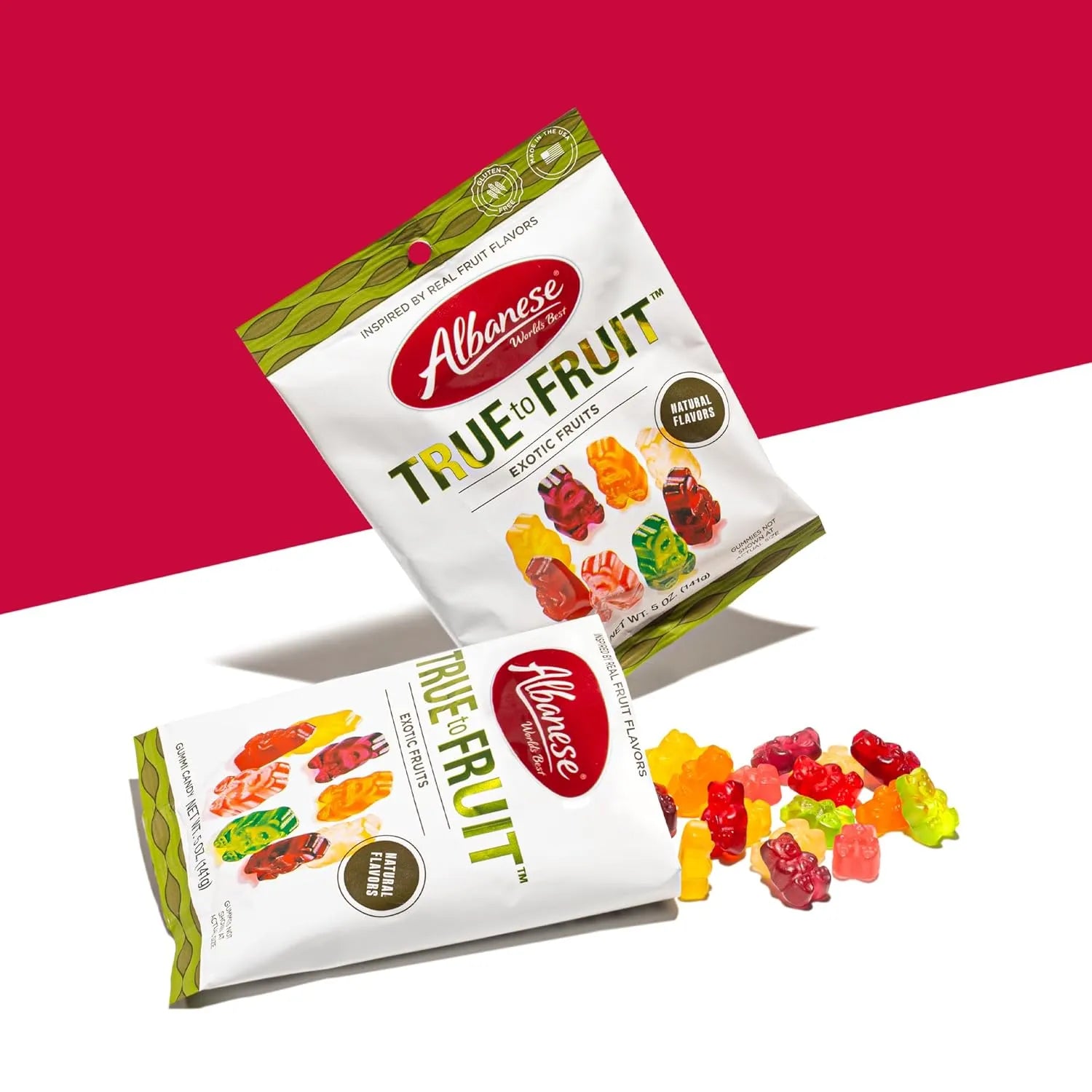 Albanese True to Fruit Exotic Fruits Gummy Bears Peg Bags: 12-Piece Bo ...