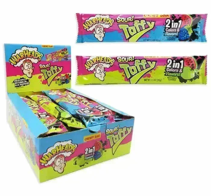 Warheads 2-in-1 Sour Taffy Chewy Bars: 48-Piece Display – Candy Warehouse