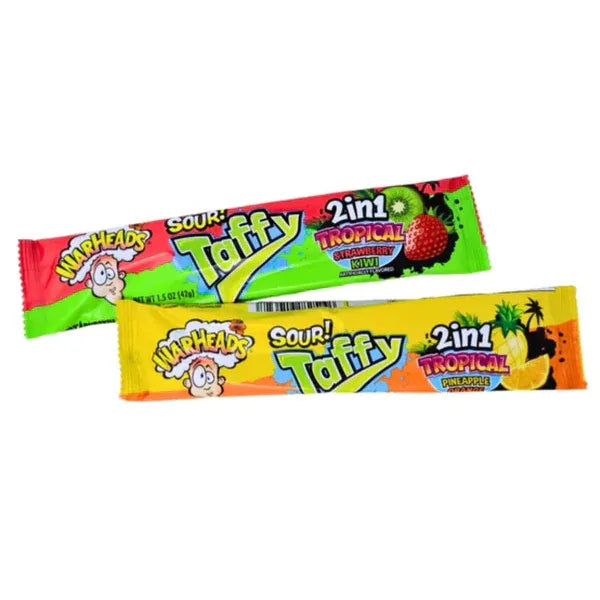 Warheads 2-in-1 Sour Tropical Taffy Chewy Bars: 48-Piece Display ...