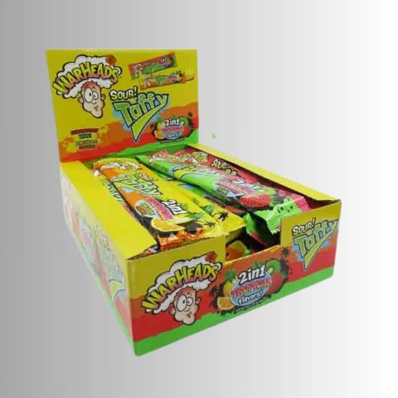 Warheads 2-in-1 Sour Tropical Taffy Chewy Bars: 48-Piece Display ...