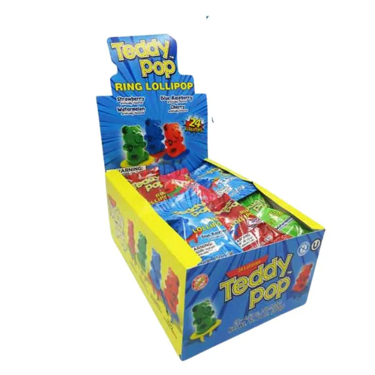 Teddy Pop Lollipop Rings: 24-Piece Box – Candy Warehouse