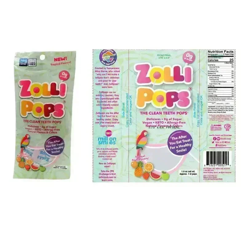 Zollipops Tropical Lollipops Peg Bag: 36-Piece Case – Candy Warehouse