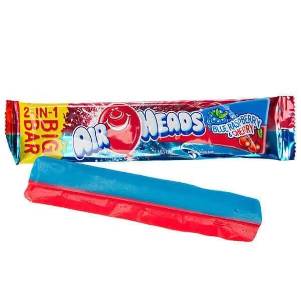 AirHeads Big Bar Taffy Candy - Blue Raspberry and Cherry: 24-Piece Box ...