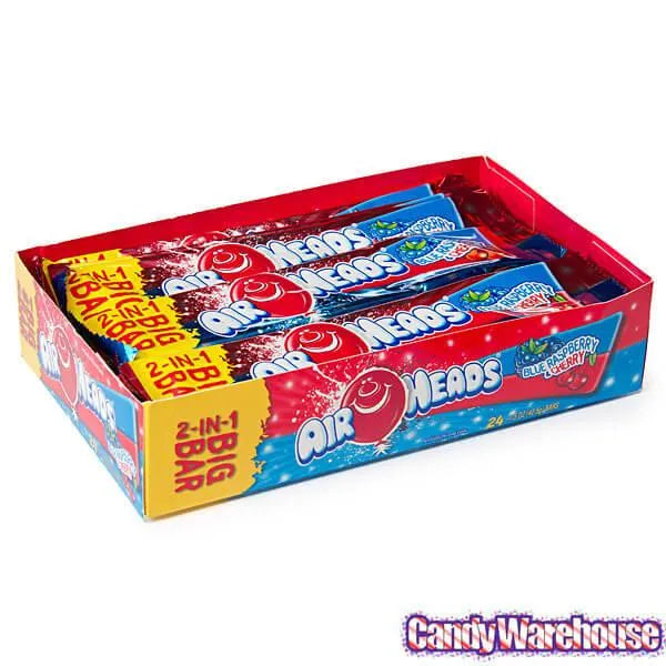 AirHeads Big Bar Taffy Candy - Blue Raspberry and Cherry: 24-Piece Box ...