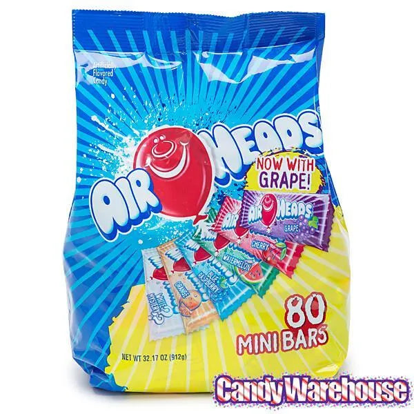 AirHeads Taffy Mini Candy Bars: 80-Piece Bag | Candy Warehouse