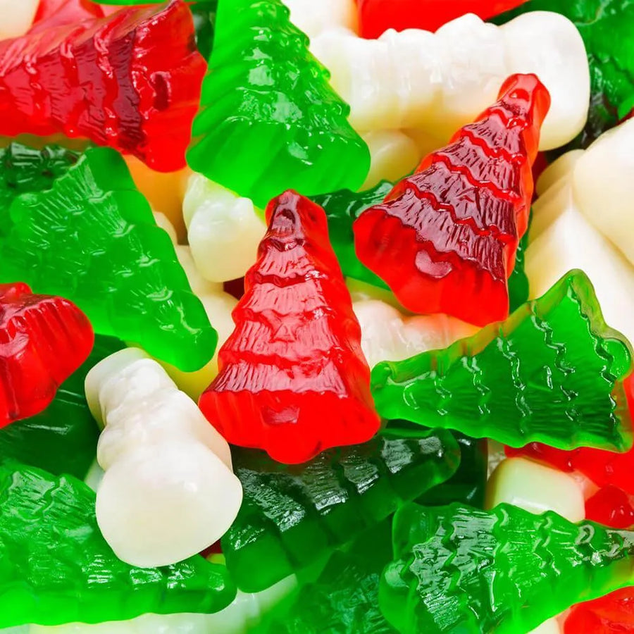 Albanese Gummy Christmas Trees & Snowmen Candy: 5LB Bag | Candy Warehouse